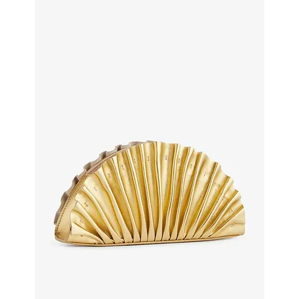 Cult Gaia Nala Pleated Metallic-leather Clutch Bag - Gold
