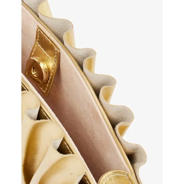 Cult Gaia Nala Pleated Metallic-leather Clutch Bag - Gold