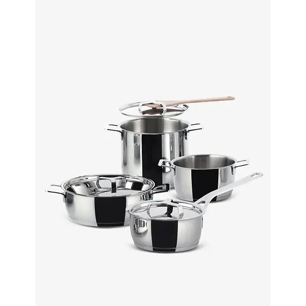 ALESSI Pots&pans 7-piece Stainless Steel Kitchen Set - Silver