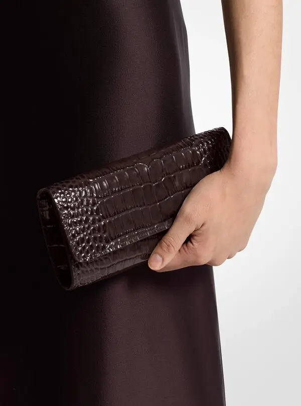 Michael Kors Cate Crocodile Embossed Clutch