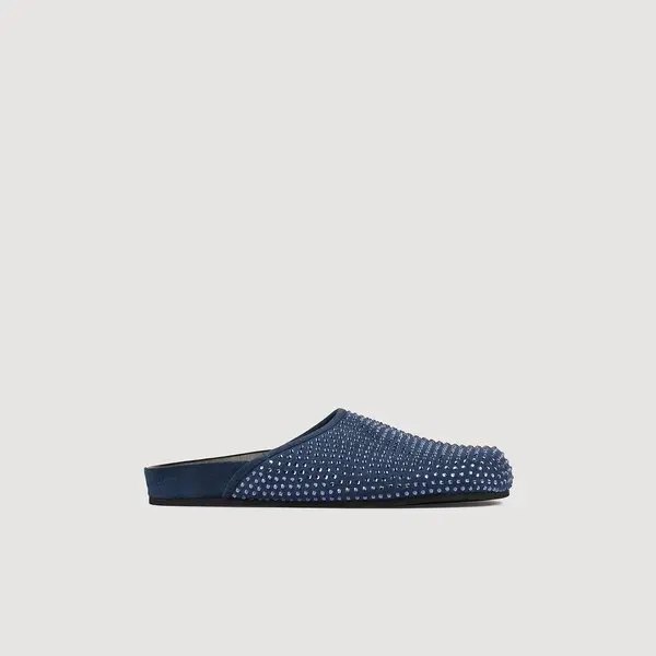 Sandro Rhinestone Mules - Blue