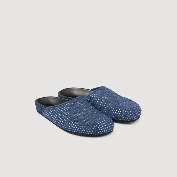 Sandro Rhinestone Mules - Blue