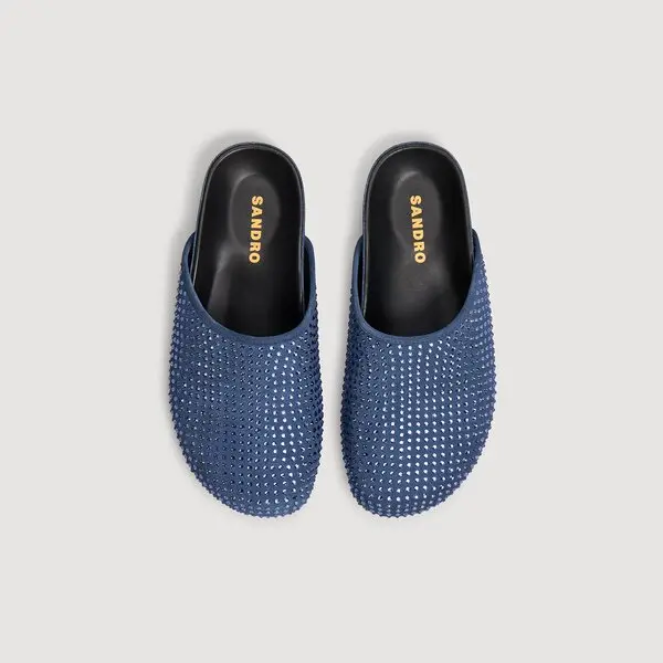 Sandro Rhinestone Mules - Blue