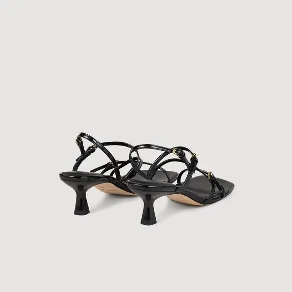 Sandro Strappy Patent Leather Sandals - Black
