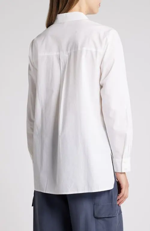 Eileen Fisher Classic Collar Easy Organic Cotton Button-up Shirt - White
