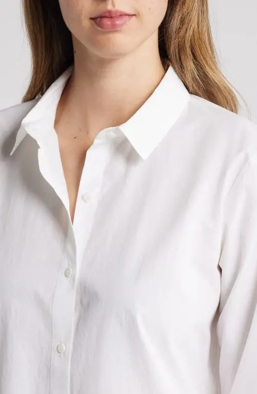 Eileen Fisher Classic Collar Easy Organic Cotton Button-up Shirt - White