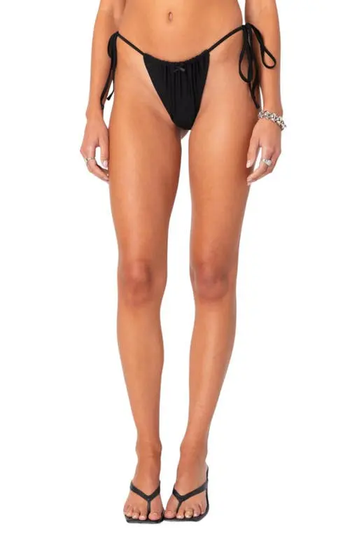 EDIKTED Darling Side Tie Bikini Bottom - Black
