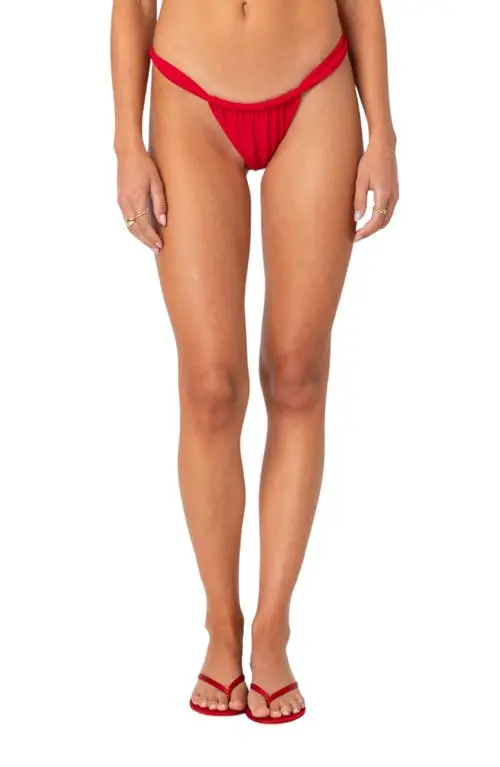 EDIKTED Soraya Ruched Bikini Bottom - Red