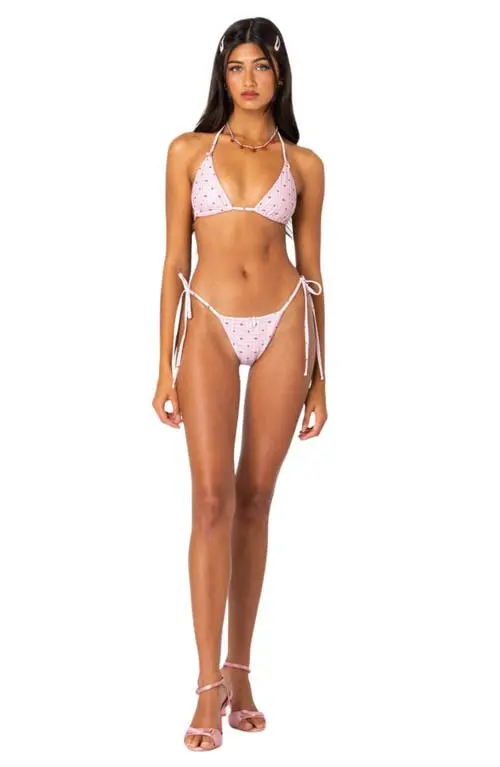 EDIKTED Picnic Gingham Side Tie Bikini Bottom