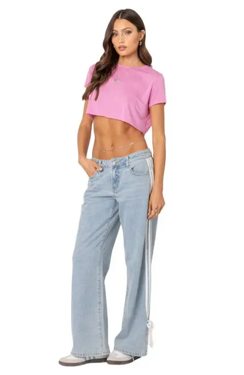EDIKTED Seville Burnout Crop T-shirt - Pink