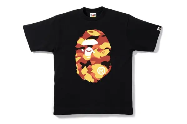 A BATHING APE 1st Camo Big Ape Head Tee Shirt - Black/orange
