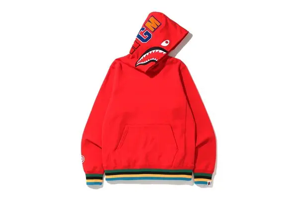 A BATHING APE Shark Line Rib Pullover Hoodie - Red