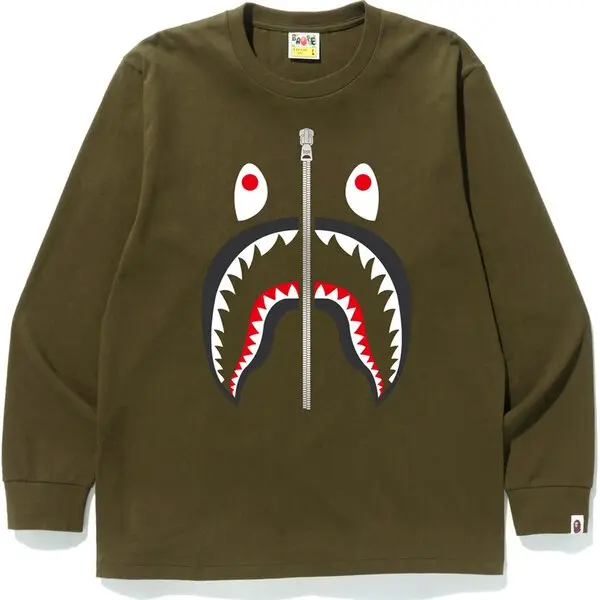 A BATHING APE Shark Long Sleeve Tee Shirt
