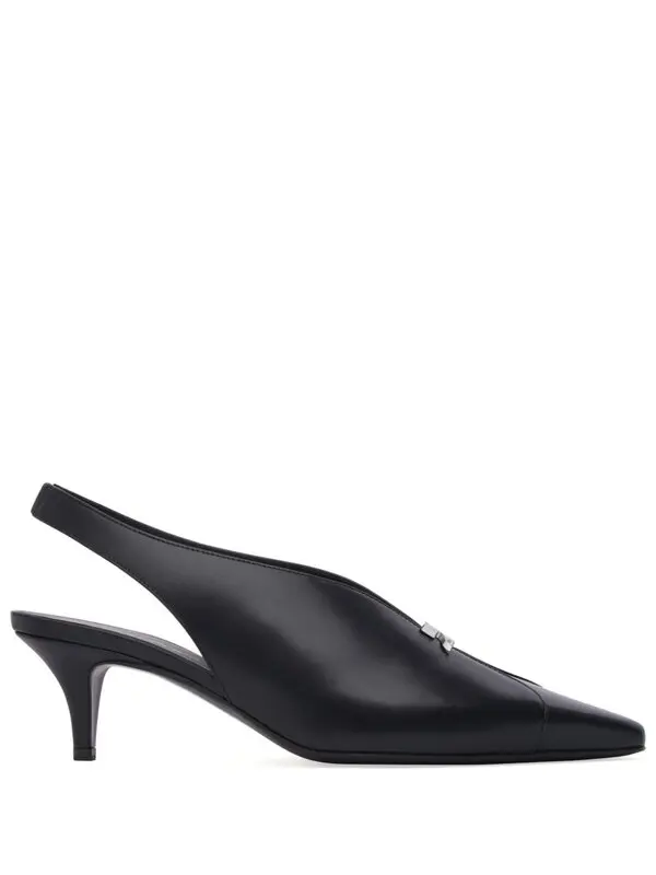 COURREGES Leather Slingbacks With Logo Plaque