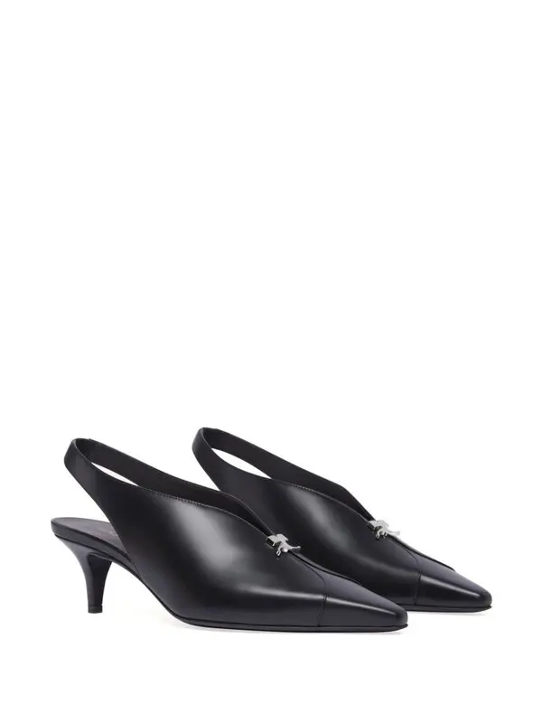 COURREGES Leather Slingbacks With Logo Plaque