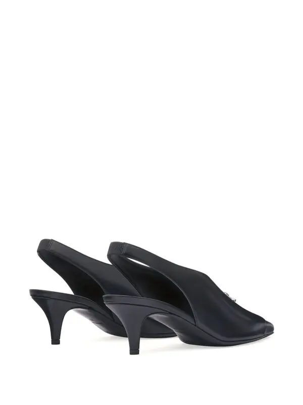 COURREGES Leather Slingbacks With Logo Plaque