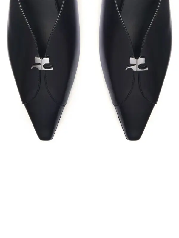 COURREGES Leather Slingbacks With Logo Plaque