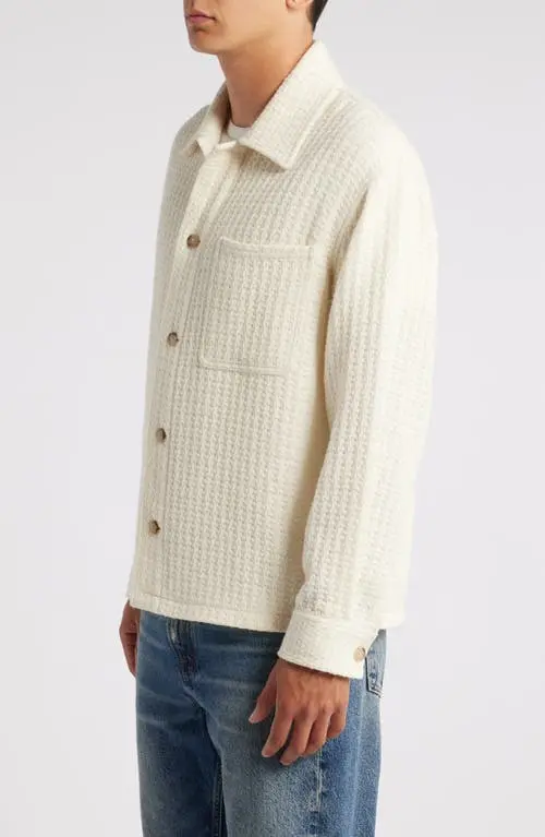 FRAME Textured Wool Blend Shirt Jacket - Off White