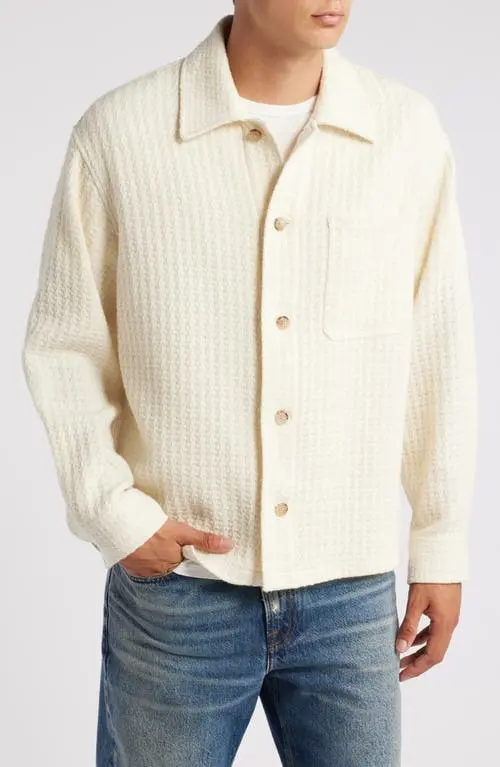 FRAME Textured Wool Blend Shirt Jacket - Off White