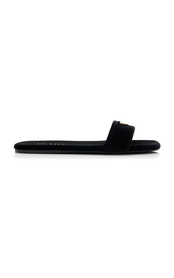 Prada Velvet Slide Sandals - Black