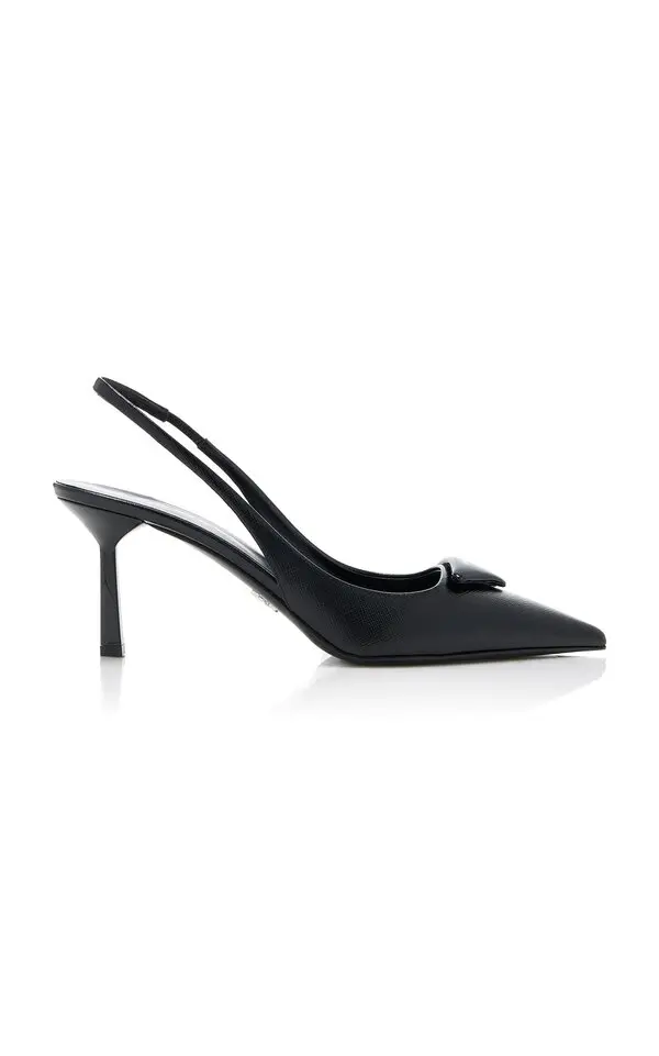 Prada Leather Slingback Pumps - Black