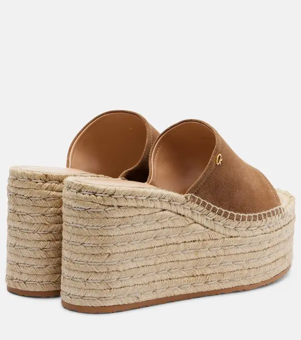 GIANVITO ROSSI Suede Espadrille Wedges - Beige