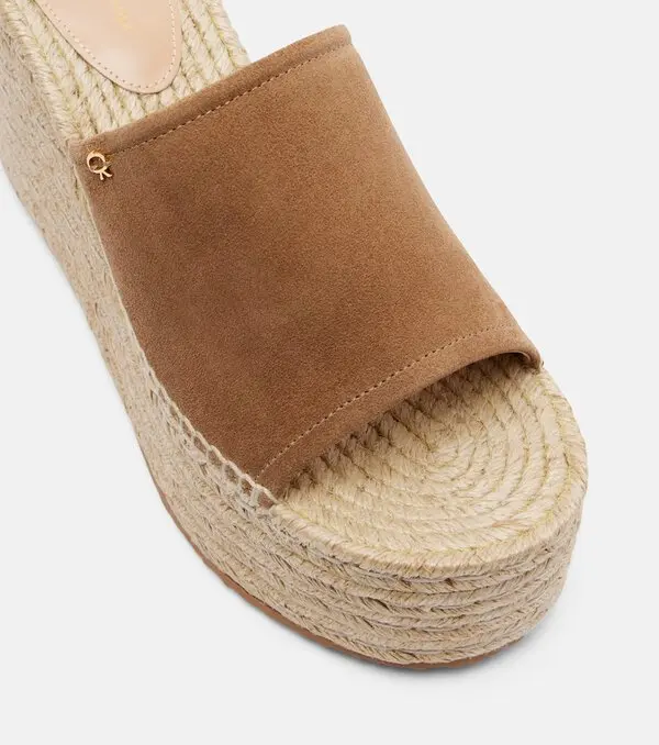 GIANVITO ROSSI Suede Espadrille Wedges - Beige