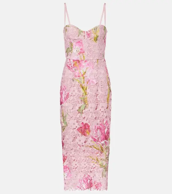 Monique Lhuillier Guipure Lace Bustier Dress In Pink - 30% Off |  Editorialist