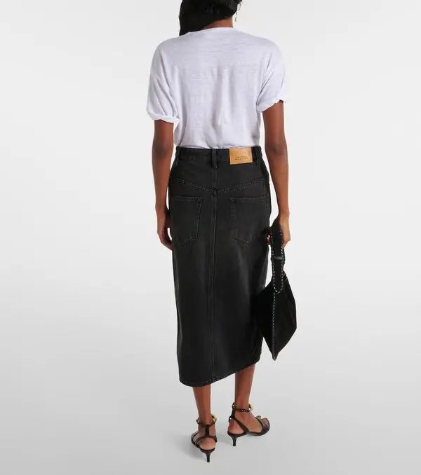MARANT ETOILE Vandy High-rise Denim Midi Skirt - Black