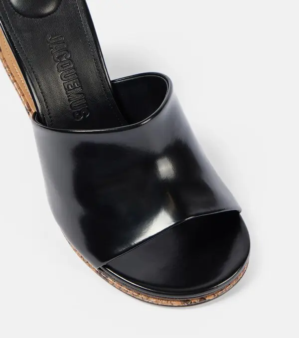 Jacquemus Les Doubles Patent Leather Mules - Black