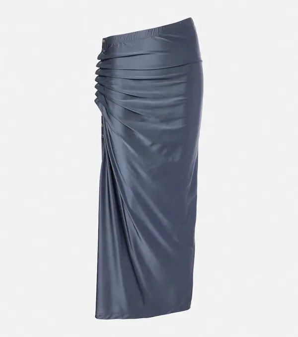 Rabanne Gathered Jersey Midi Skirt - Black