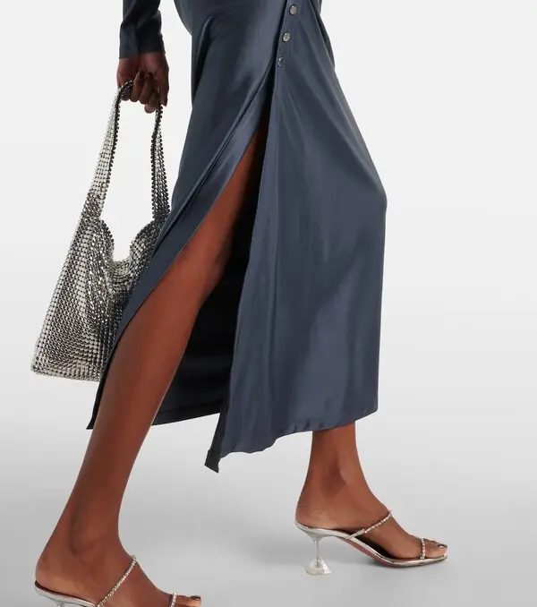 Rabanne Gathered Jersey Midi Skirt - Black
