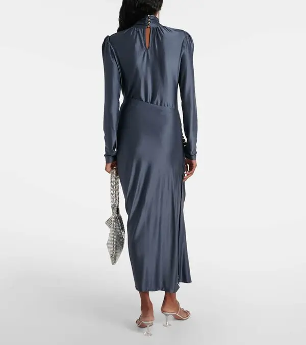 Rabanne Gathered Jersey Midi Skirt
