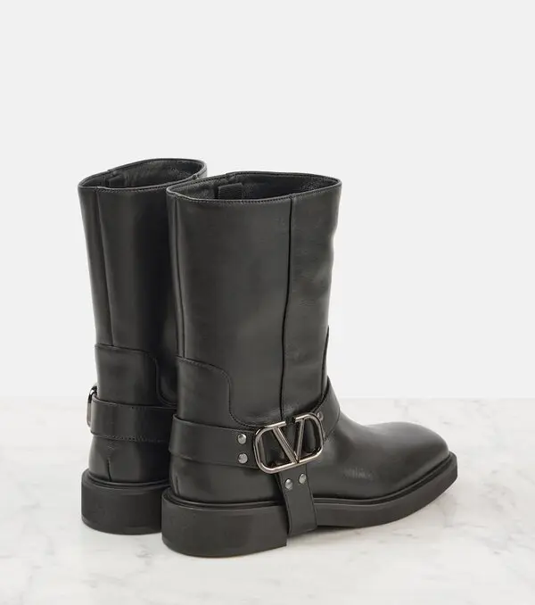 Valentino Garavani Vlogo Signature Leather Biker Boots