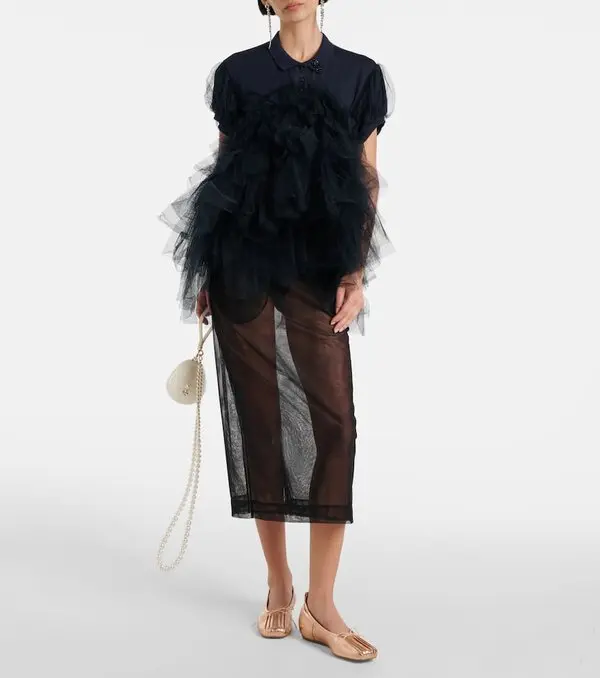 Simone Rocha Classic Pleated Leather Ballet Flats - Beige