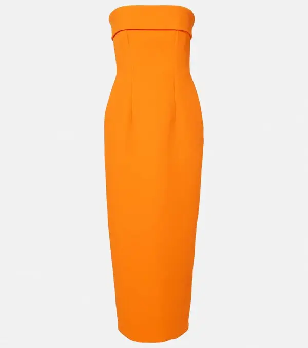 EMILIA WICKSTEAD Keeley Strapless Crêpe Midi Dress - Orange