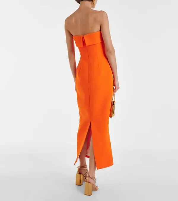 EMILIA WICKSTEAD Keeley Strapless Crêpe Midi Dress - Orange