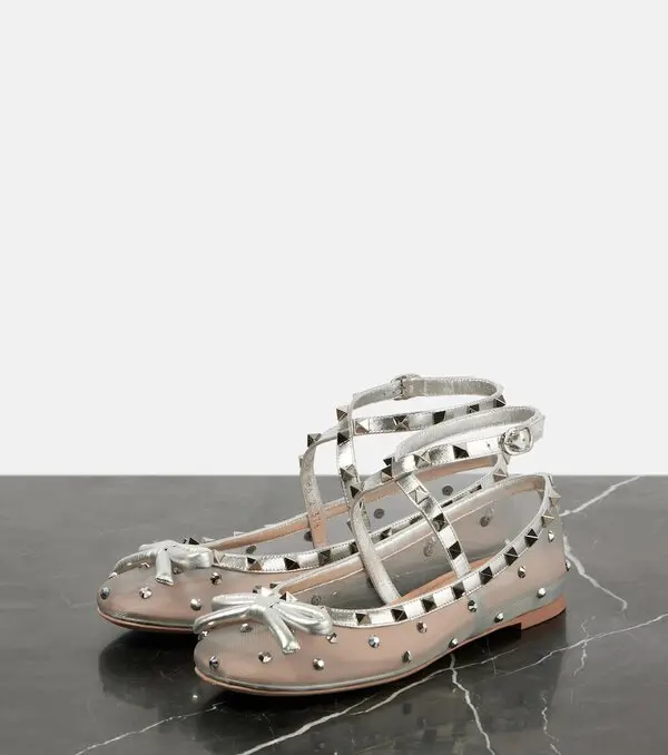 Valentino Garavani Rockstud Mesh Ballerinas