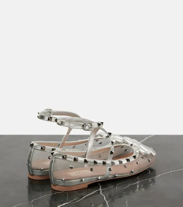 Valentino Garavani Rockstud Mesh Ballerinas