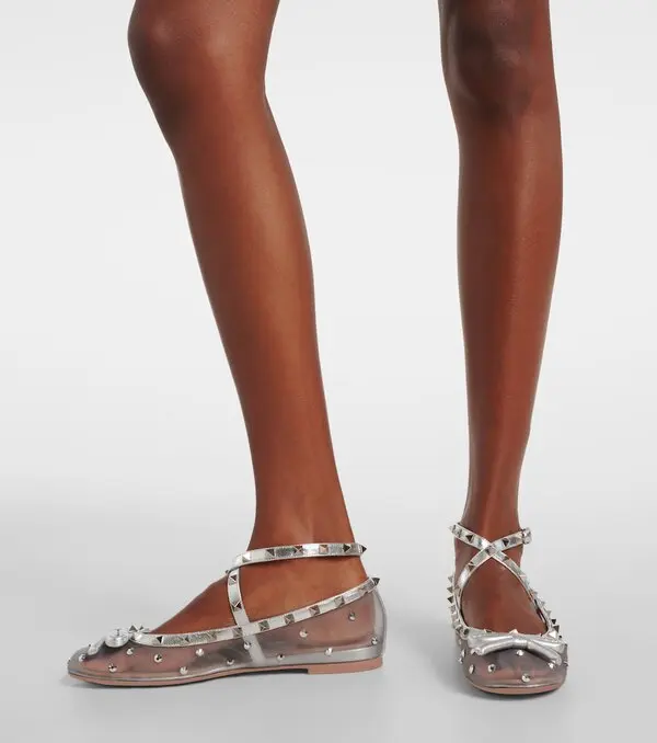 Valentino Garavani Rockstud Mesh Ballerinas