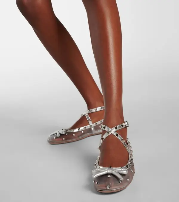Valentino Garavani Rockstud Mesh Ballerinas