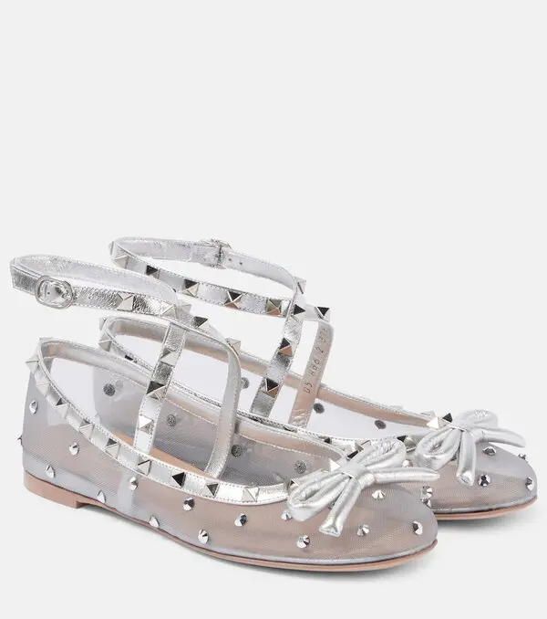 Valentino Garavani Rockstud Mesh Ballerinas