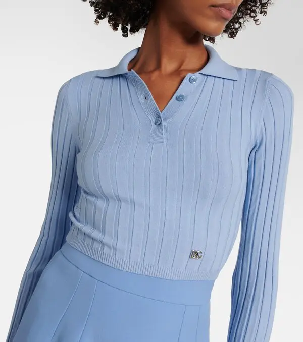 Dolce & Gabbana Ribbed-knit Cropped Polo Sweater