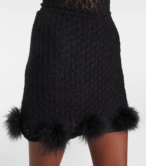 Blumarine Feather-trimmed Knitted Miniskirt