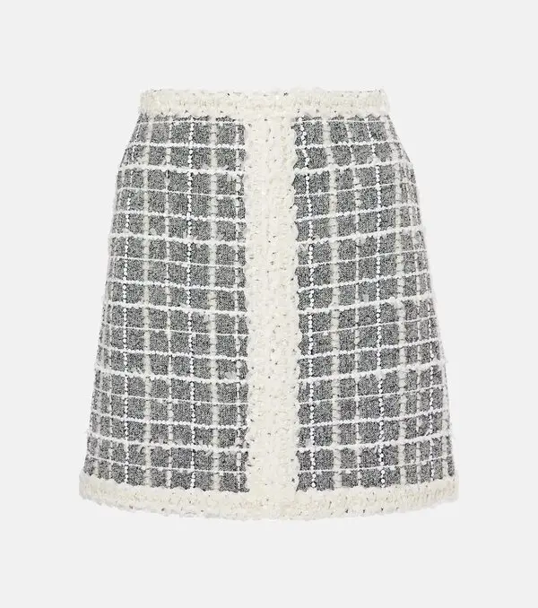Giambattista Valli Checked Wool-blend Bouclé Miniskirt