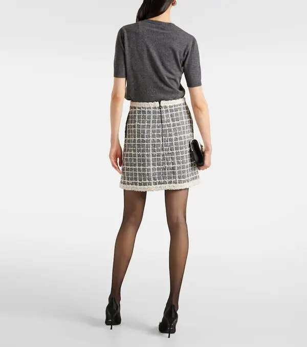 Giambattista Valli Checked Wool-blend Bouclé Miniskirt