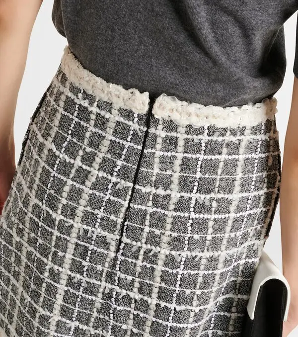 Giambattista Valli Checked Wool-blend Bouclé Miniskirt