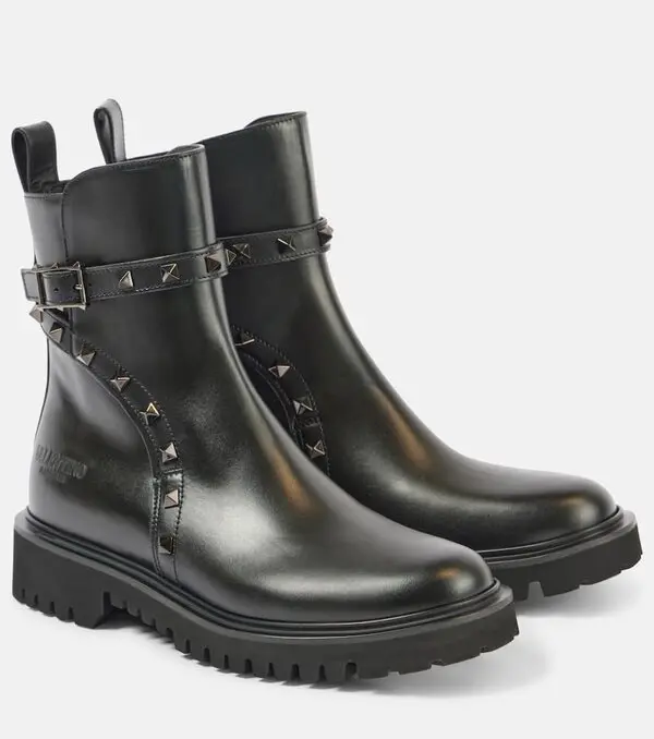 Valentino Garavani Rockstud Leather Ankle Boots