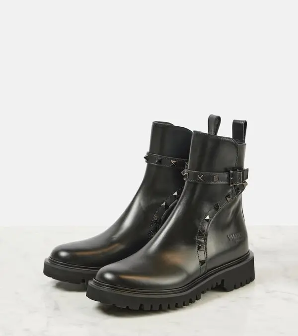 Valentino Garavani Rockstud Leather Ankle Boots