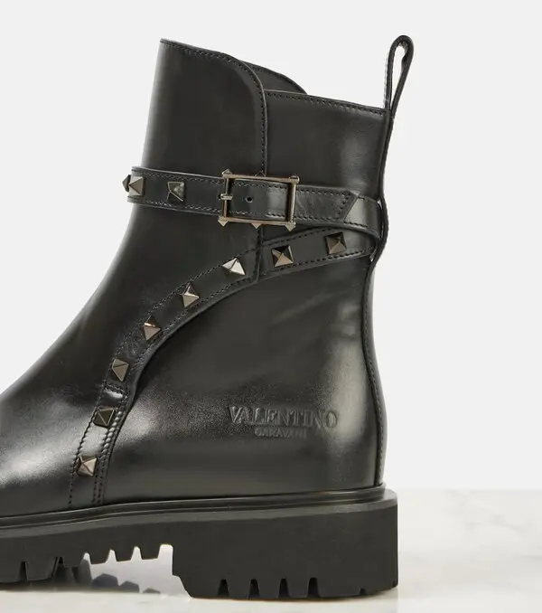 Valentino Garavani Rockstud Leather Ankle Boots